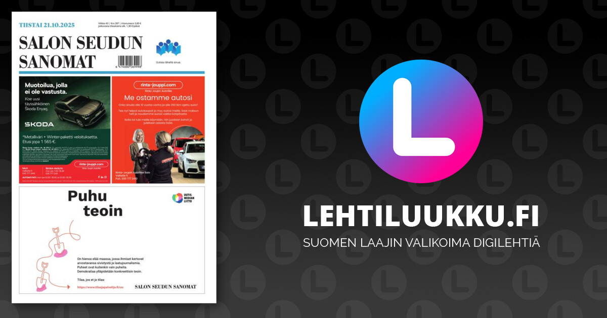 Salon Seudun Sanomat - Lue uusin numero netissä! - Lehtiluukku.fi